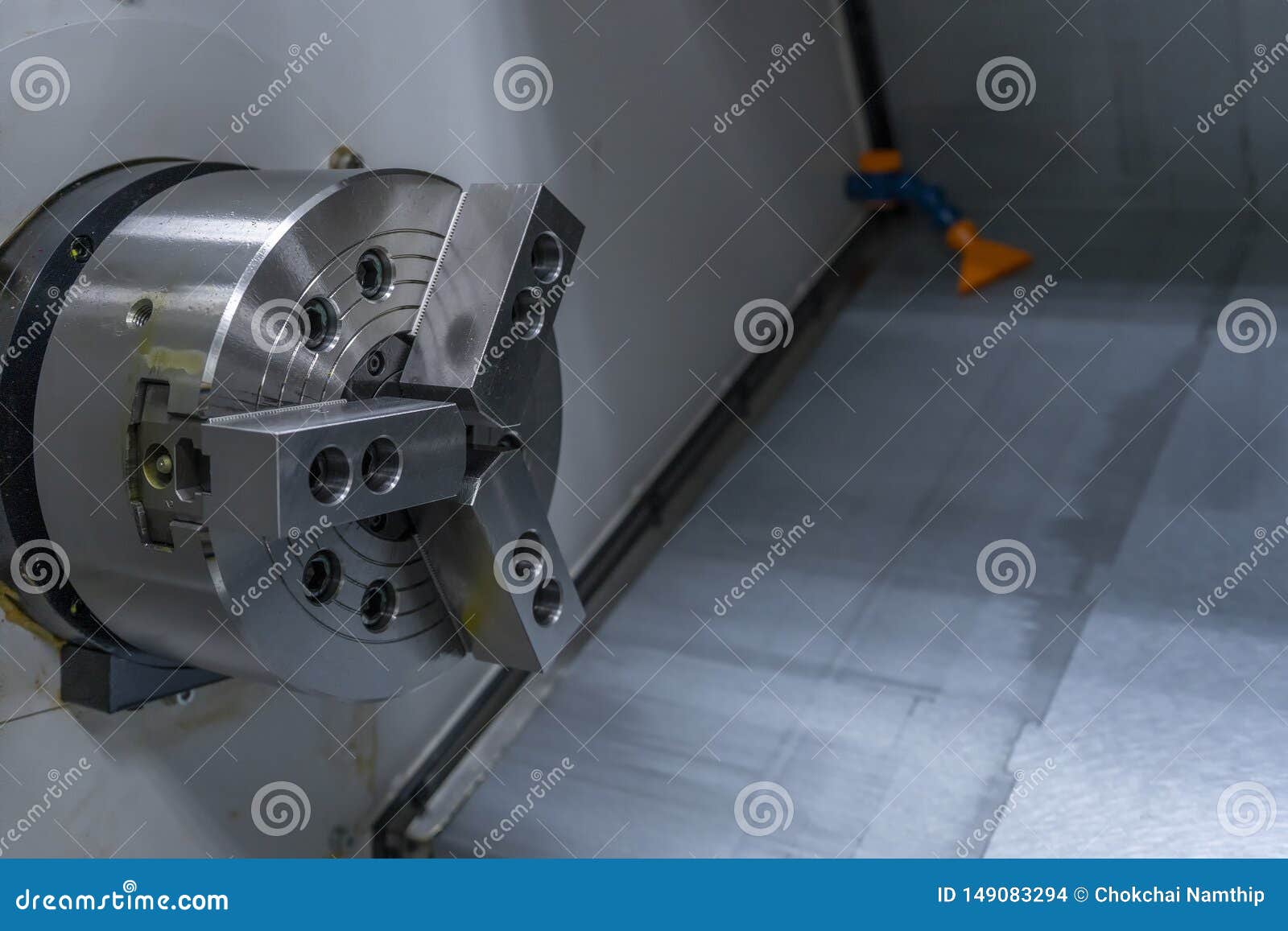 CNC Turning Machine Spindle and Lathe Workshop Stock Photo - Image of ...