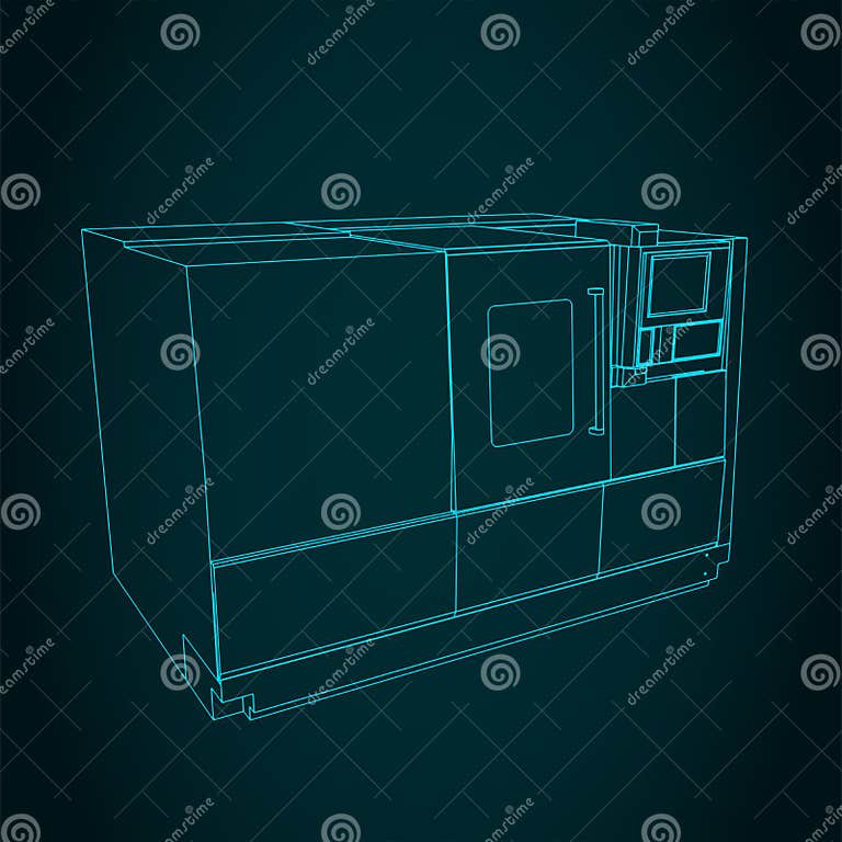 CNC Turning Milling Machine Stock Vector - Illustration of steel ...