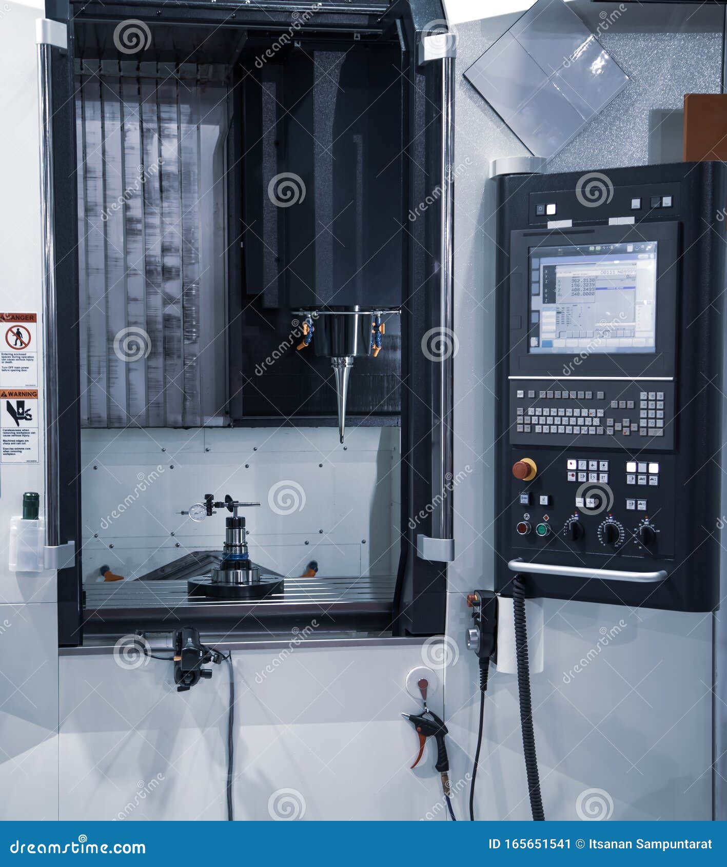 CNC vertical machining stock image. Image of control - 165651541