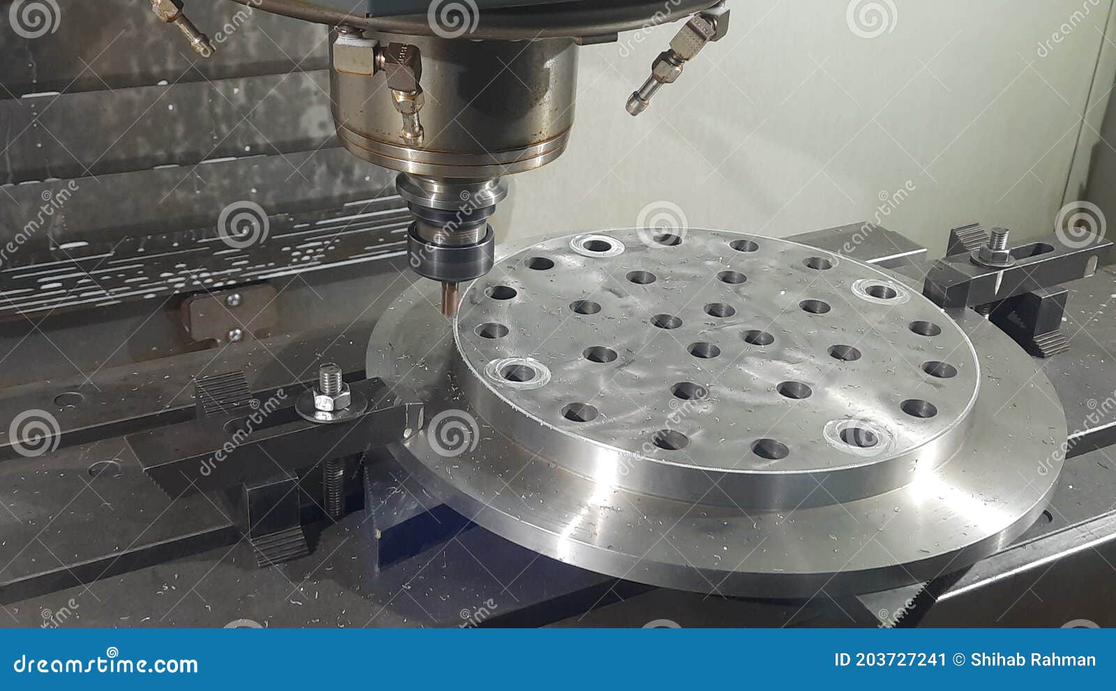 CNC VMC Machine Drilling Operation Stock Image - Image of lighting ...