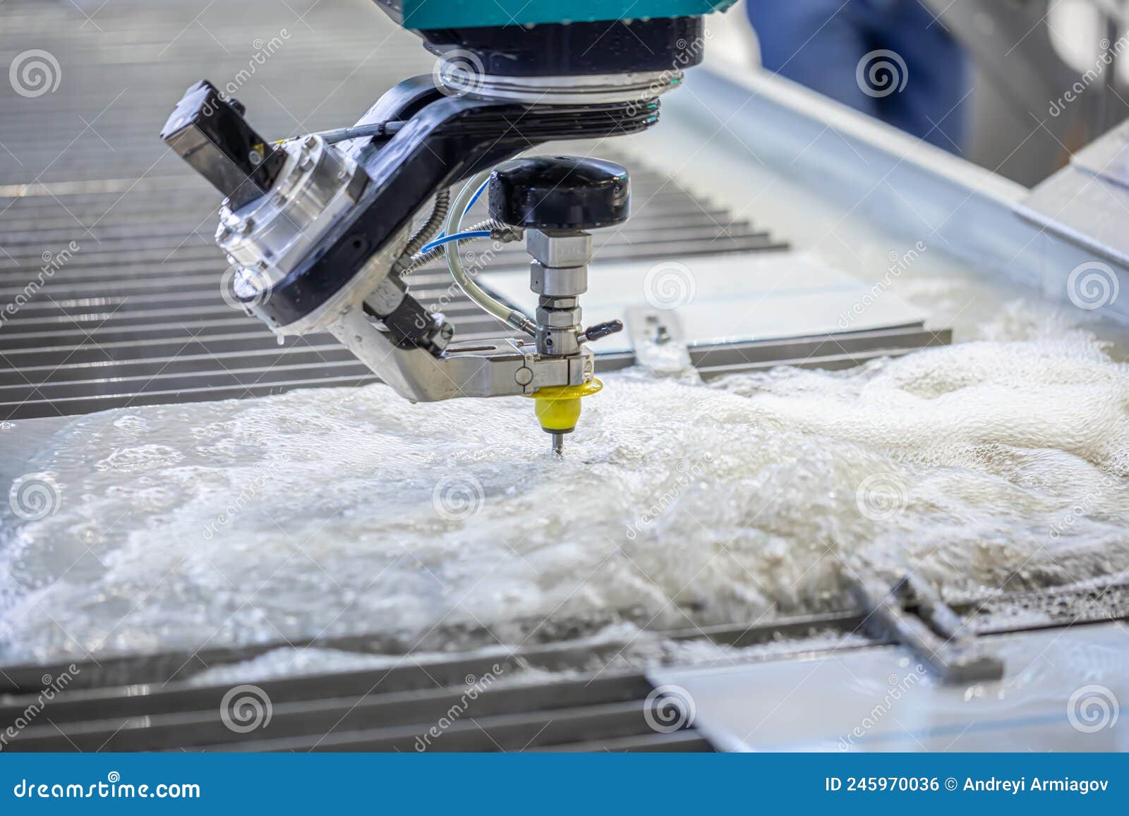 CNC Water Jet Cutting Machine Stock Photo - Image of metal, angle ...