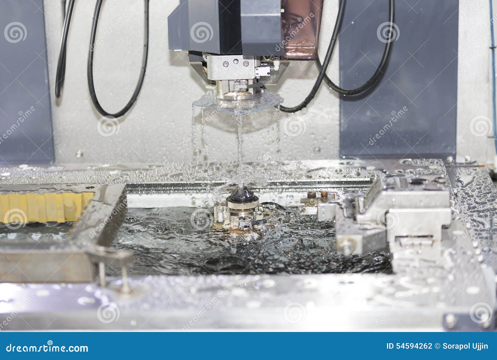 CNC Wire Cut Machine Cutting Mold Parts Stock Photo - Image of metallic ...
