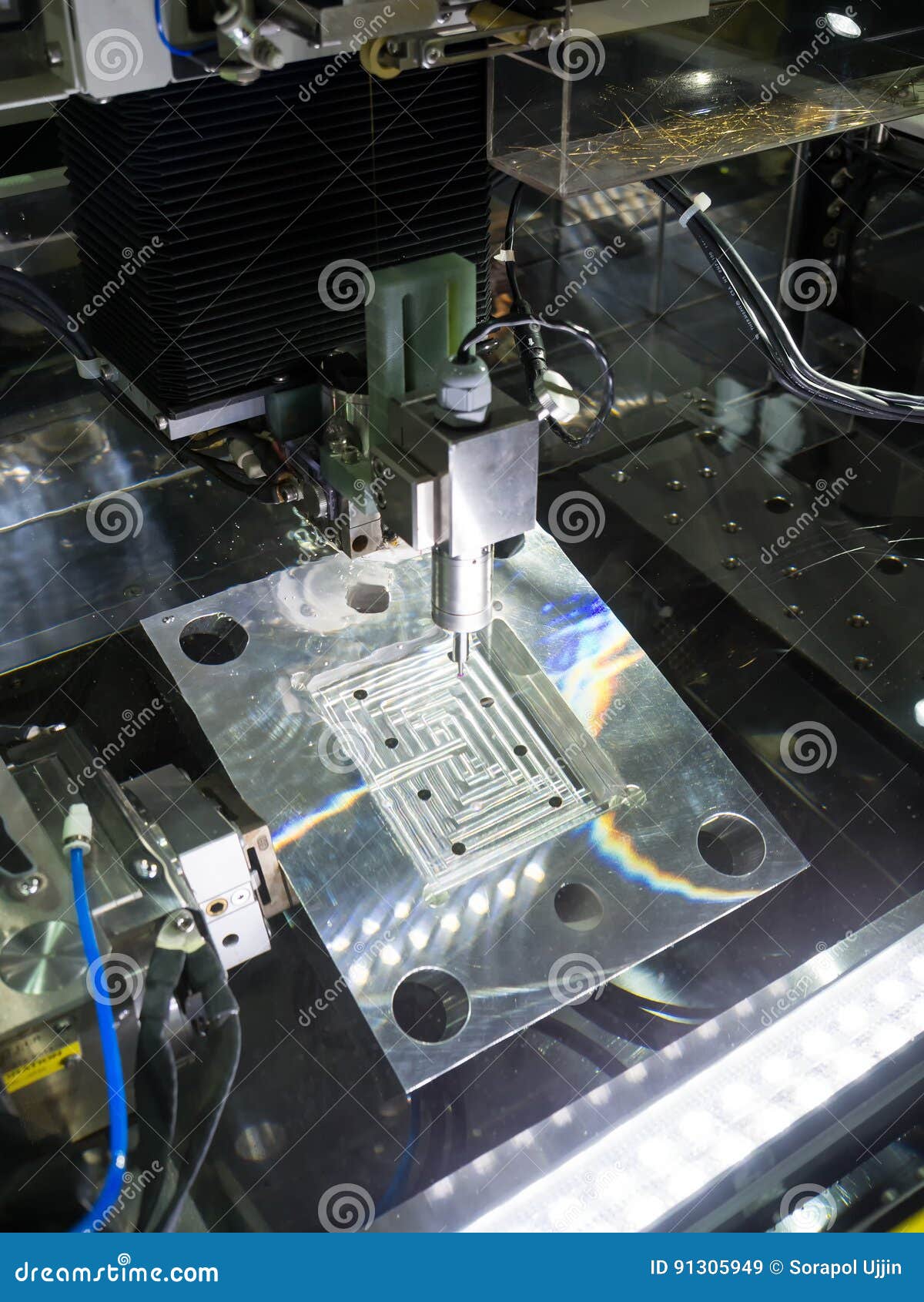 CNC Wire Cut Machine Cutting Mold Parts Stock Image - Image of drilling ...