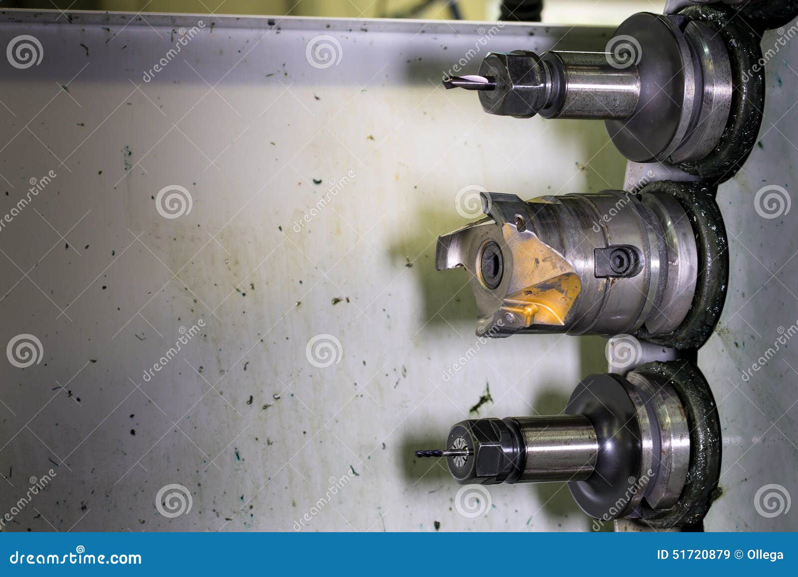 CNC in Workshop Rotating Head with Tools Stock Image - Image of shiny ...