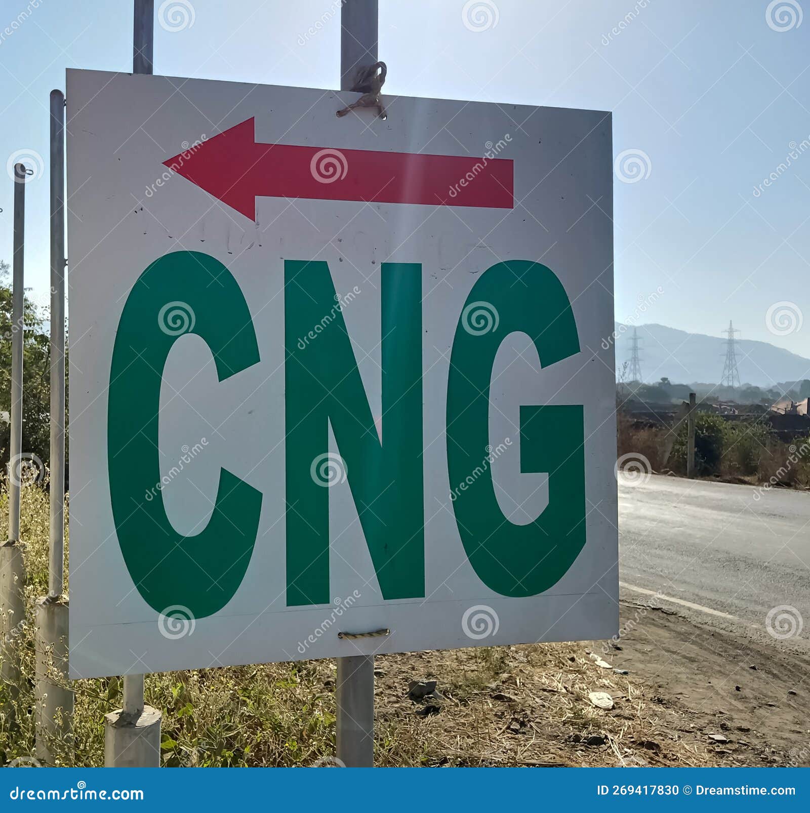 CNG Text Board with Direction Arrow Stock Photo - Image of alternative ...