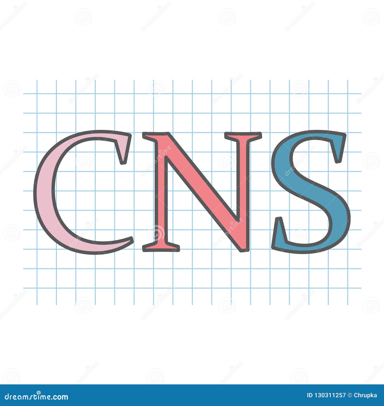 CNS Central Nervous System Acronym Written on Checkered Paper Stock ...