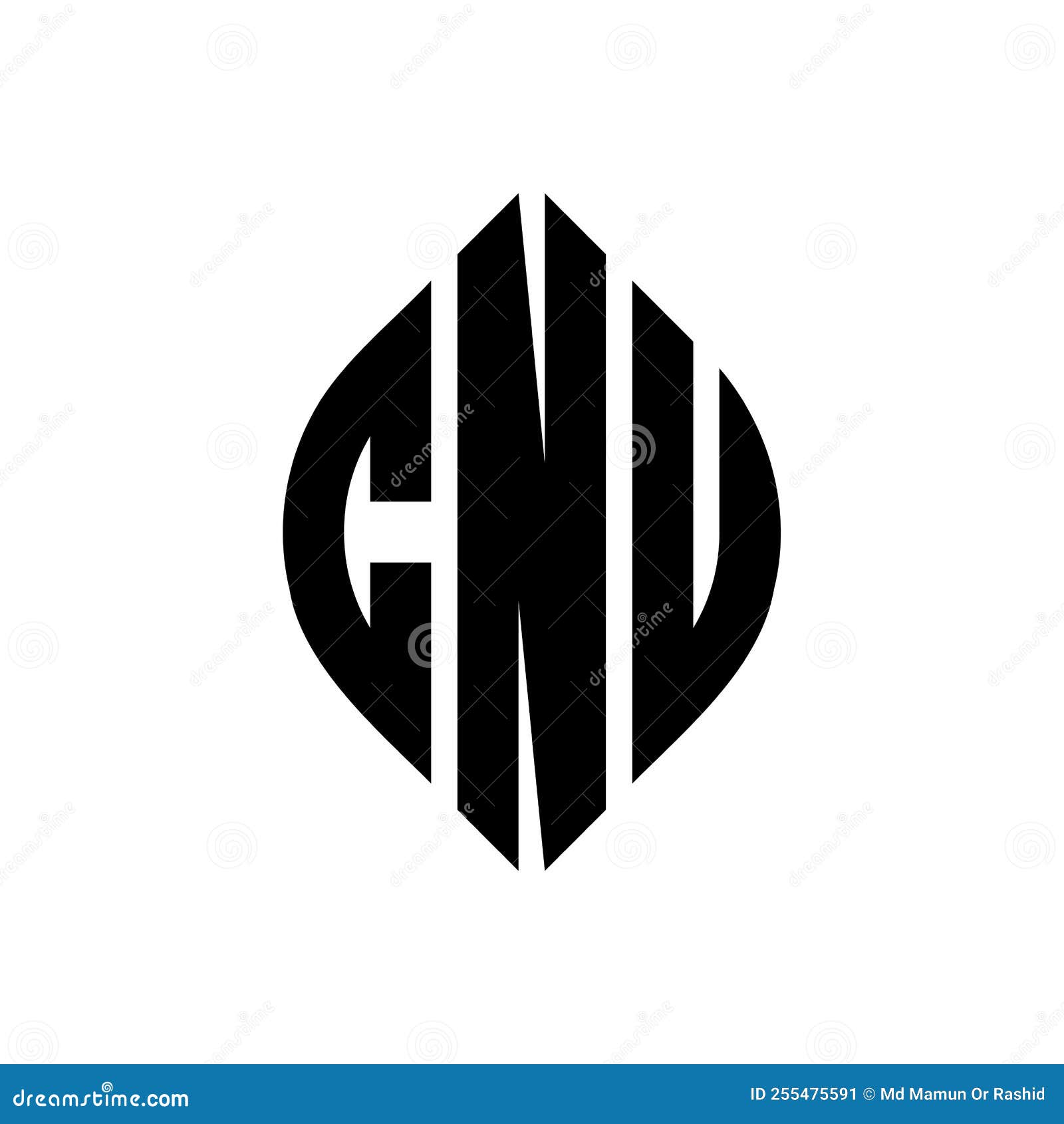 CNU Circle Letter Logo Design with Circle and Ellipse Shape. CNU ...