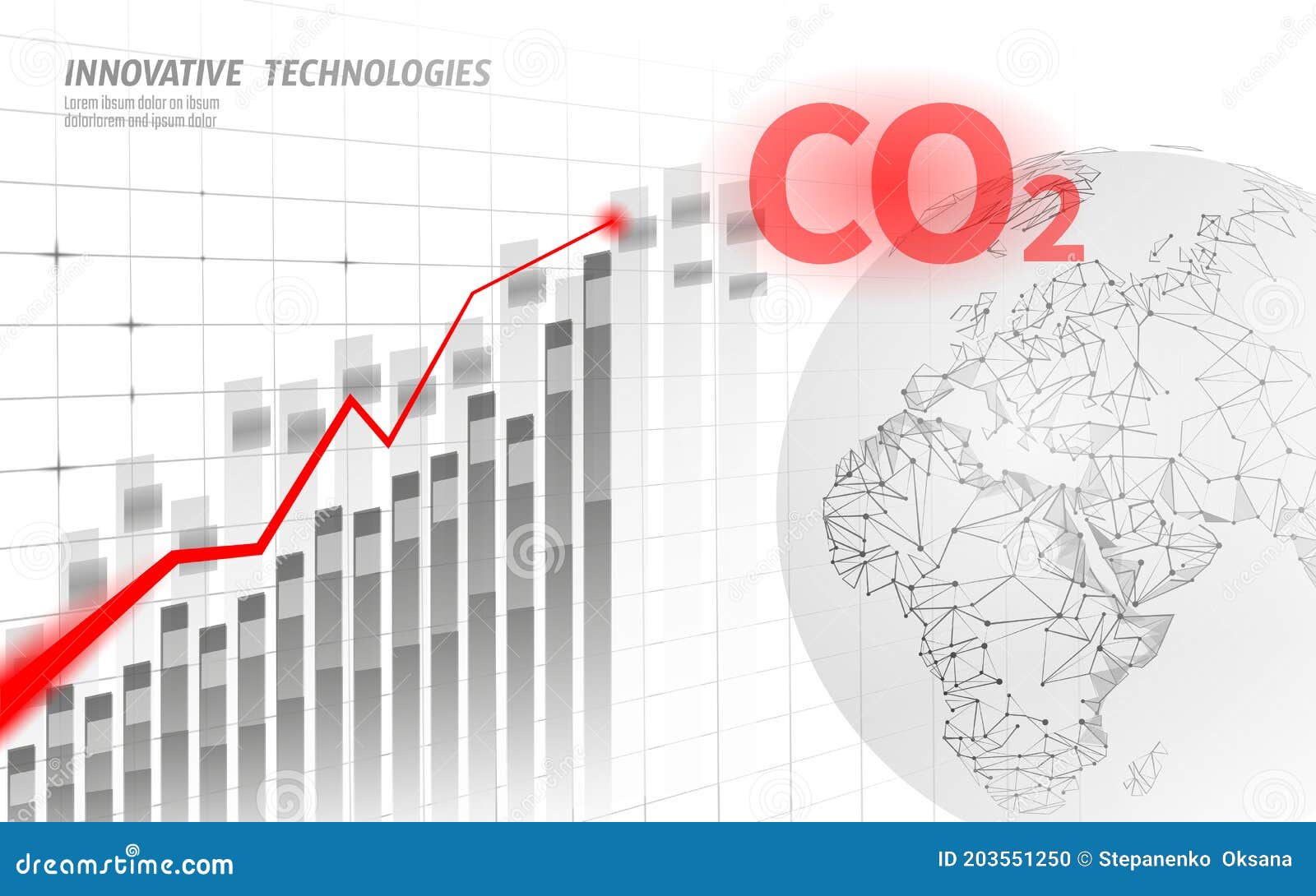 CO2 Air Pollution Planet Earth. Growing Graph of Damage Climatic ...