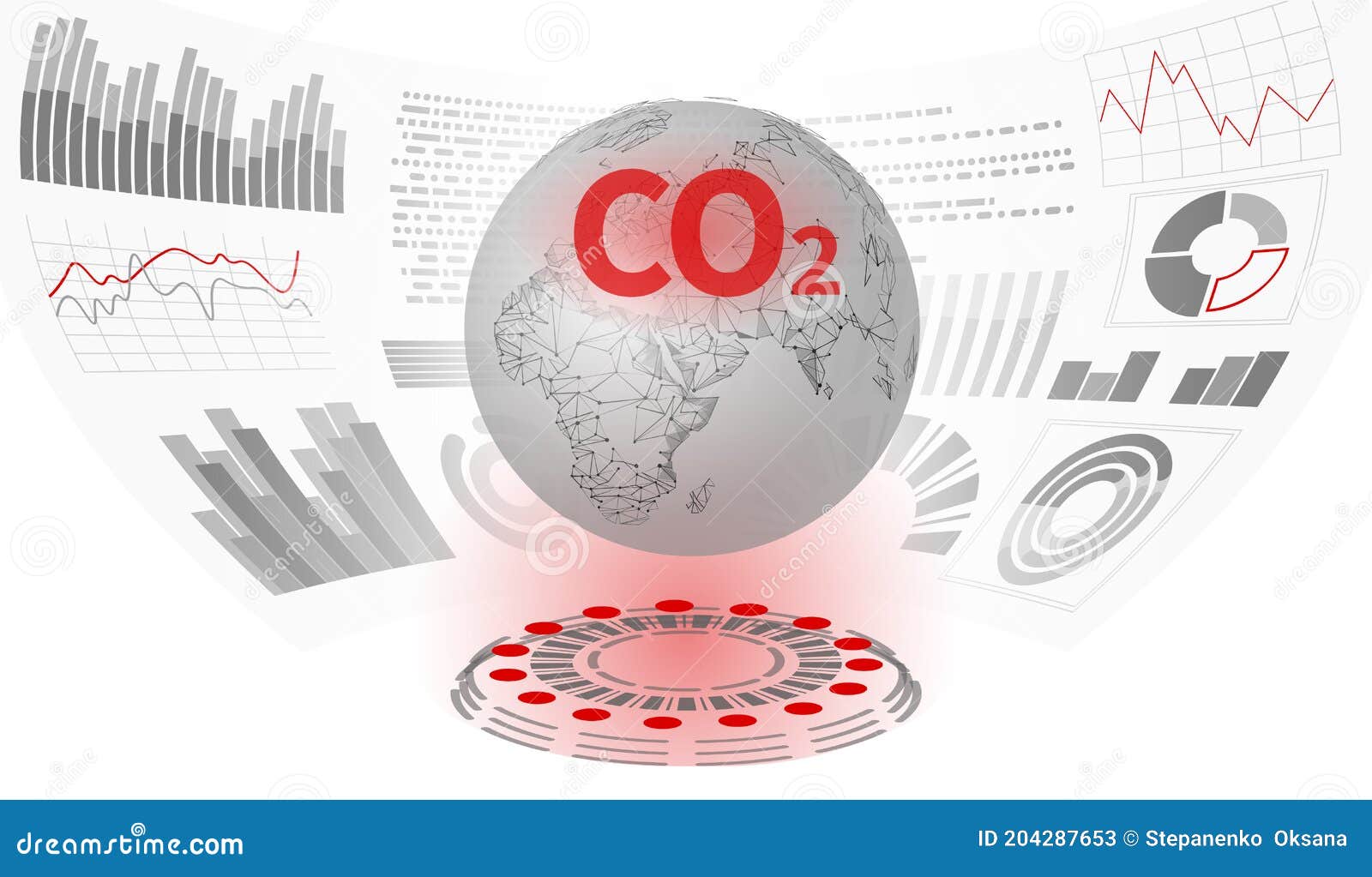 CO2 Air Pollution Planet Earth. Growing Graph of Damage Climatic ...
