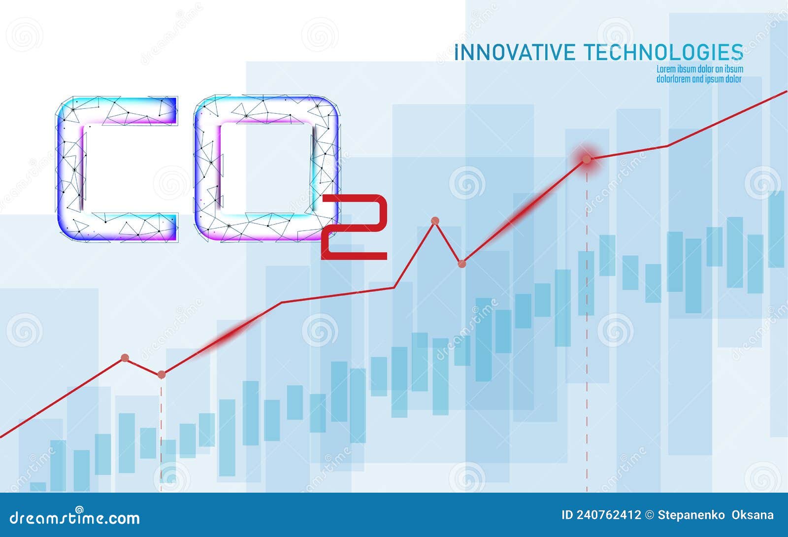CO2 Air Pollution Planet Earth. Growing Graph of Damage Climatic ...
