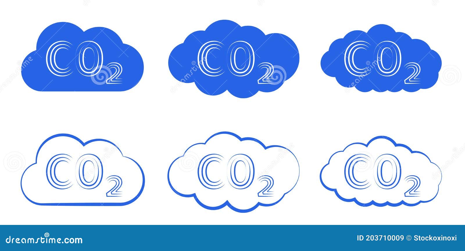 CO2 Blue Clouds Symbol Eco Icons Stock Vector - Illustration of dioxide ...