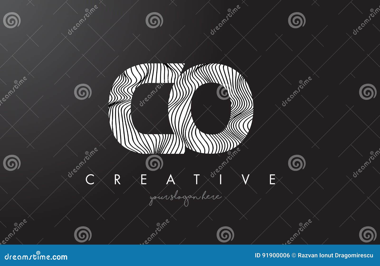 CO C O Letter Logo With Zebra Lines Texture Design Vector ...