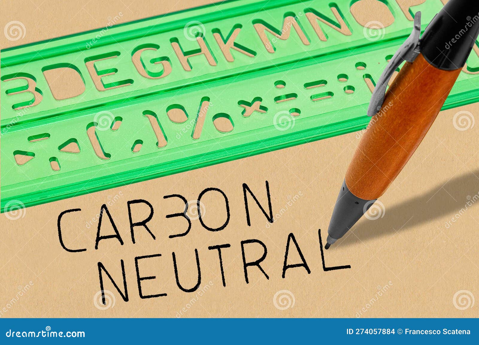 CO2 Carbon Neutral Text Written with Plastic Stencil on Paper - Concept ...