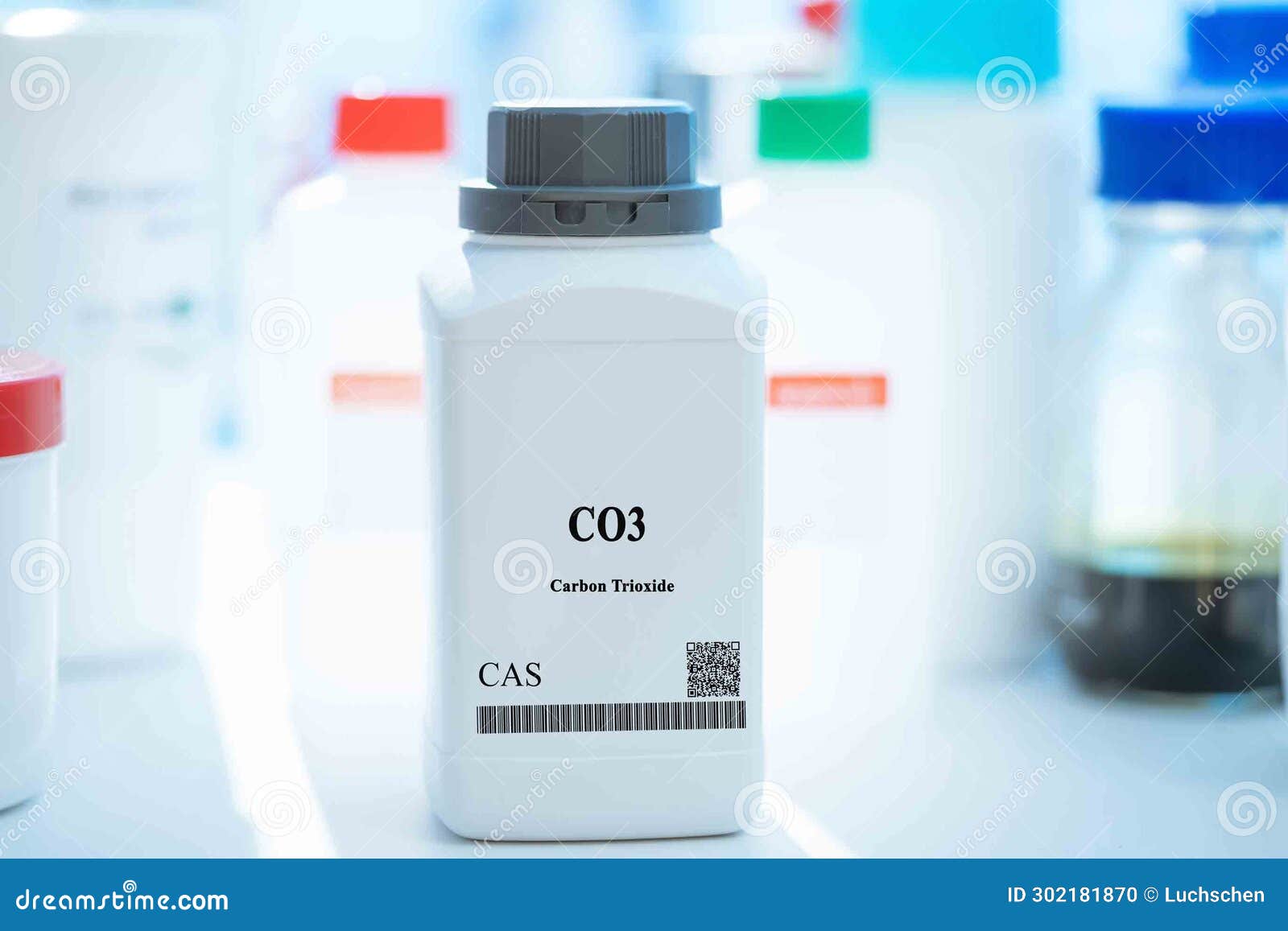 CO3 Carbon Trioxide CAS Chemical Substance in White Plastic Laboratory ...