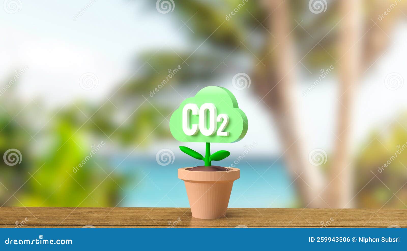 The Co2 Cloud Tree for Eco or Ecology Concept 3d Rendering Stock ...