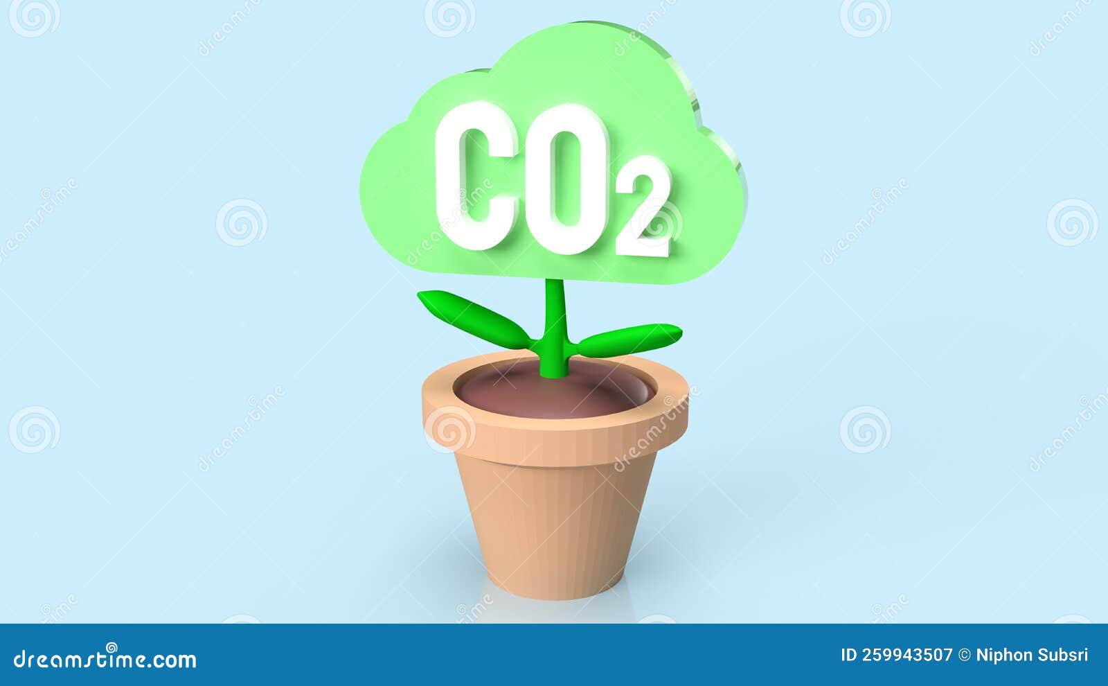 The Co2 Cloud Tree for Eco or Ecology Concept 3d Rendering Stock ...
