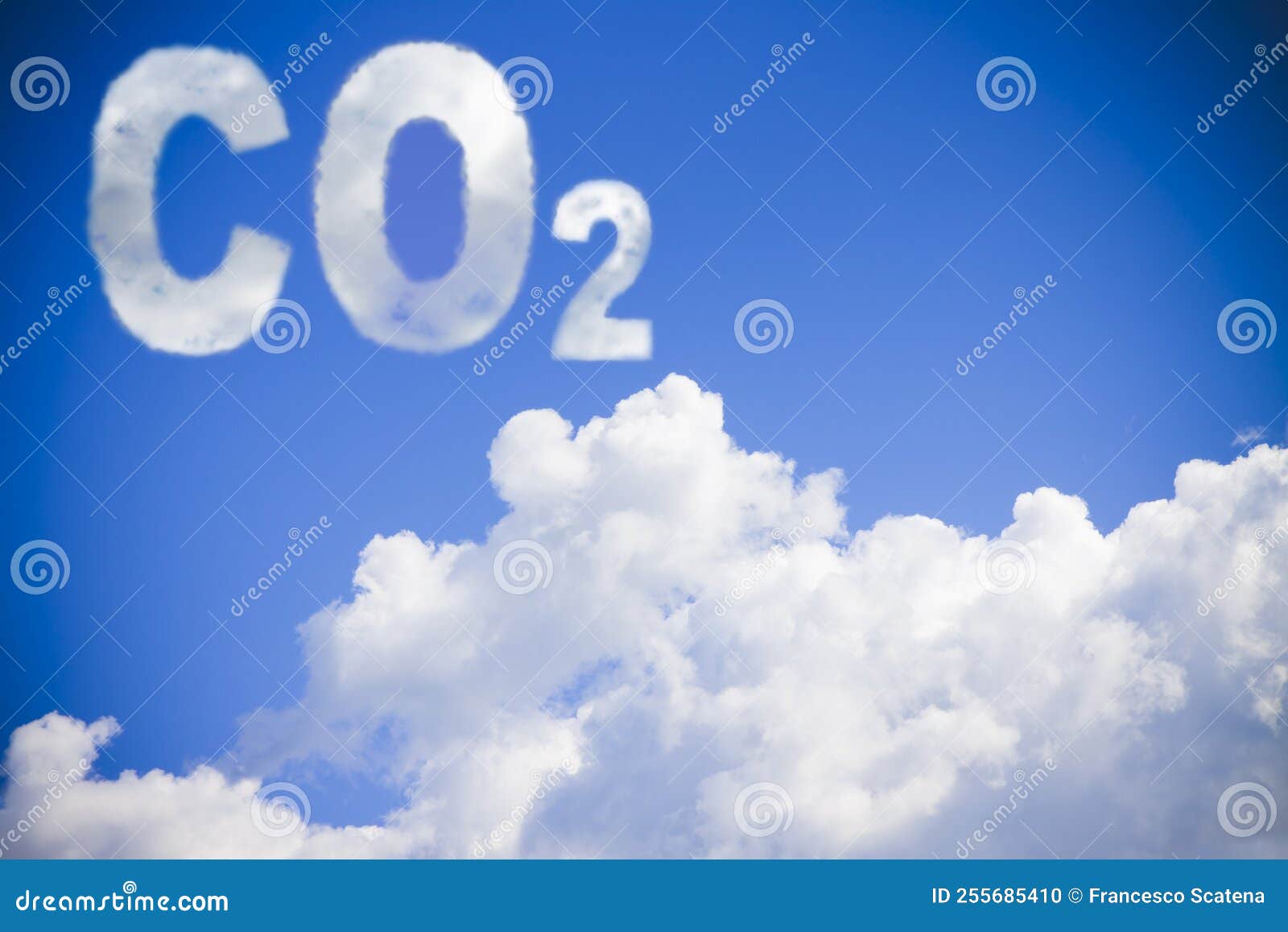 CO2 Concept Image Against a Blue Sky Background with Clouds Stock Photo ...