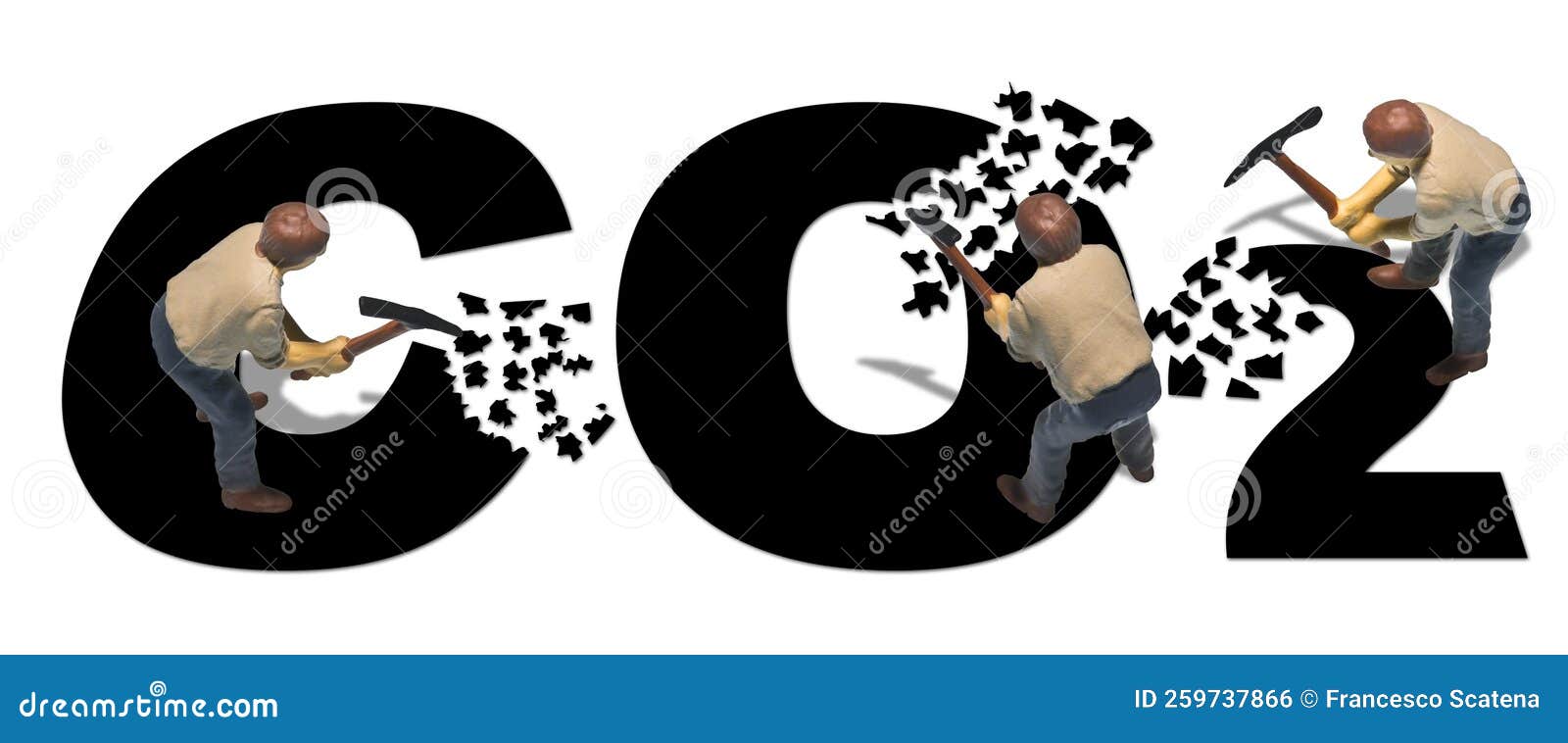 CO2 Concept with Miniature of Construction Worker Who Demolish the Text ...
