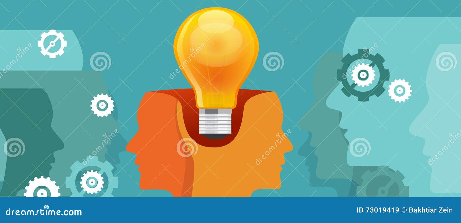 Co-creation Think Work Collaboration Two Heads with One Idea Stock ...