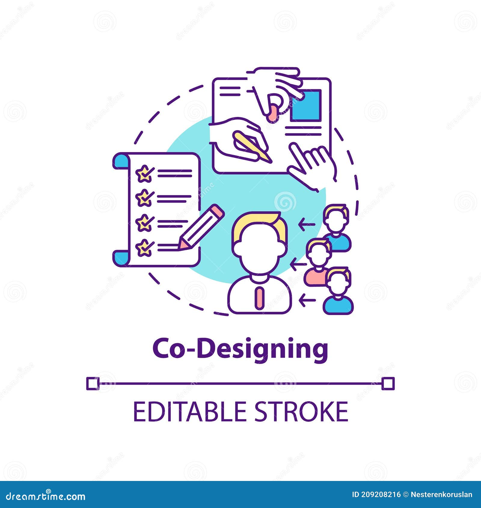 Co-designing concept icon stock vector. Illustration of graphic - 209208216