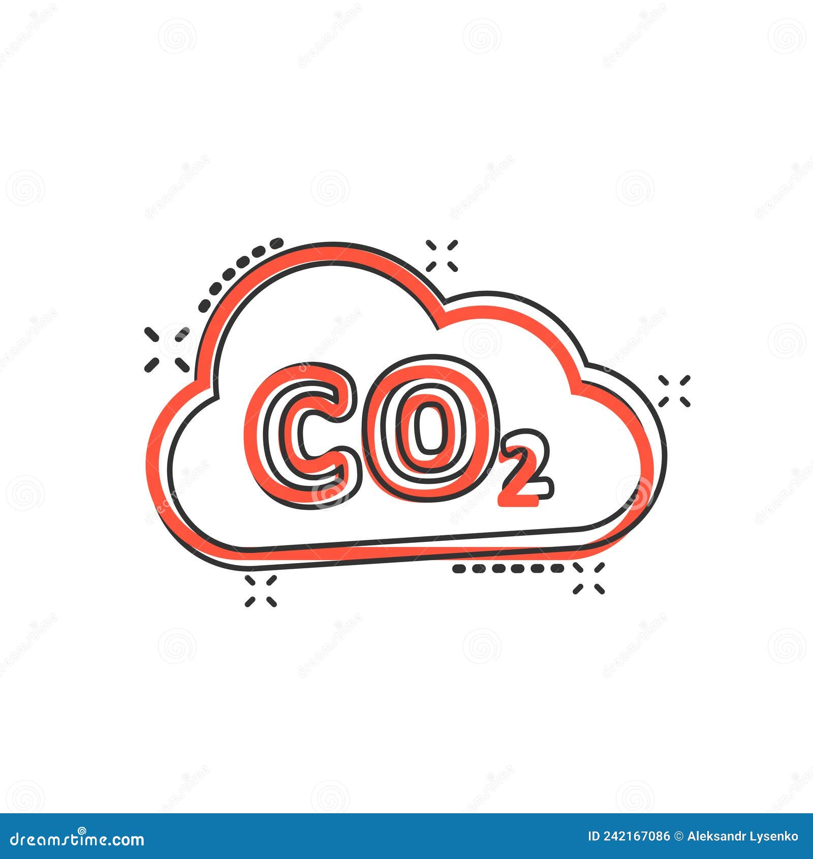 Co2 Emission Icon in Comic Style. Cloud Disaster Cartoon Vector ...