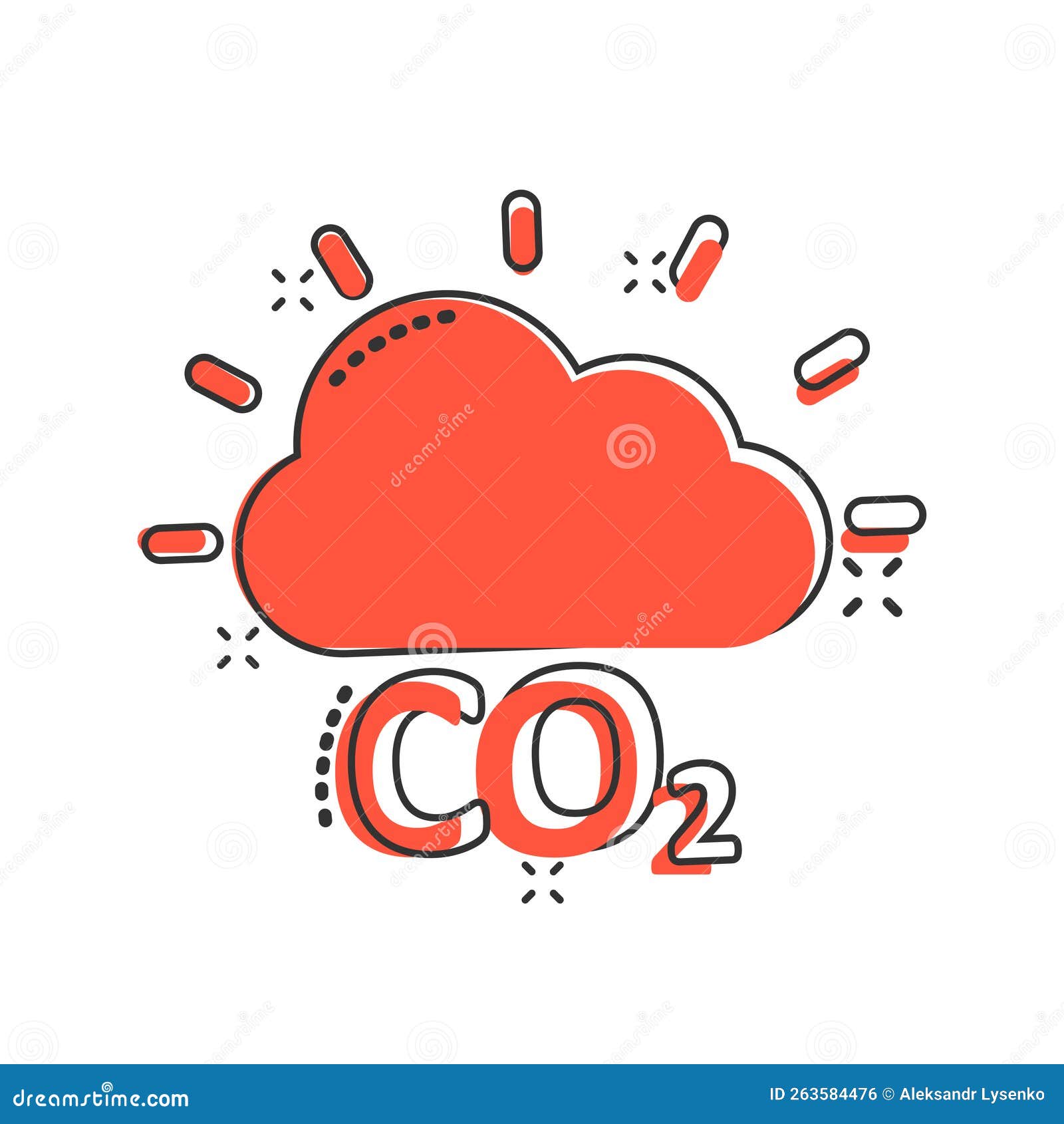 Co2 Emission Icon in Comic Style. Cloud Disaster Cartoon Vector ...