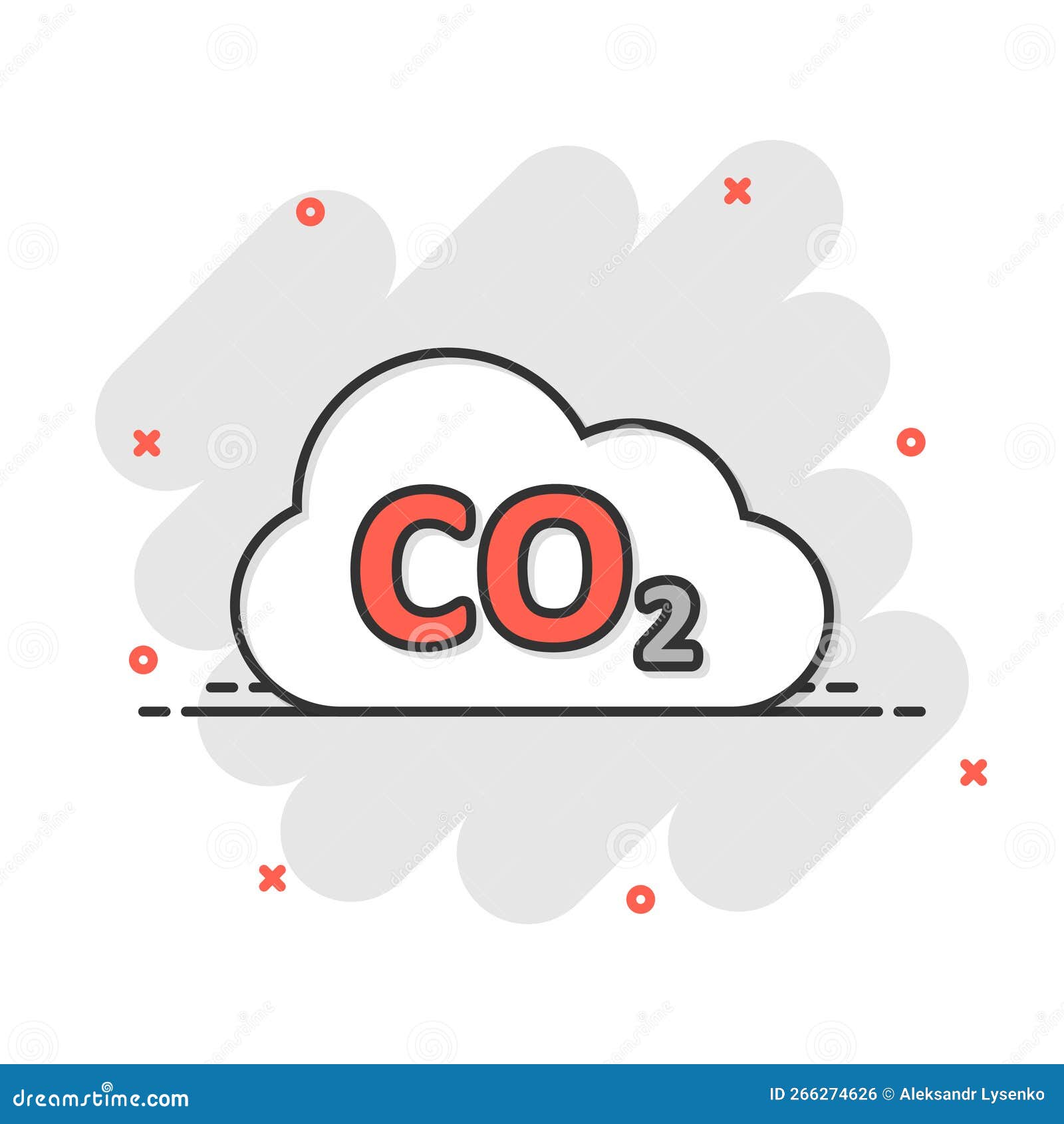 Co2 Emission Icon in Comic Style. Cloud Disaster Cartoon Vector ...