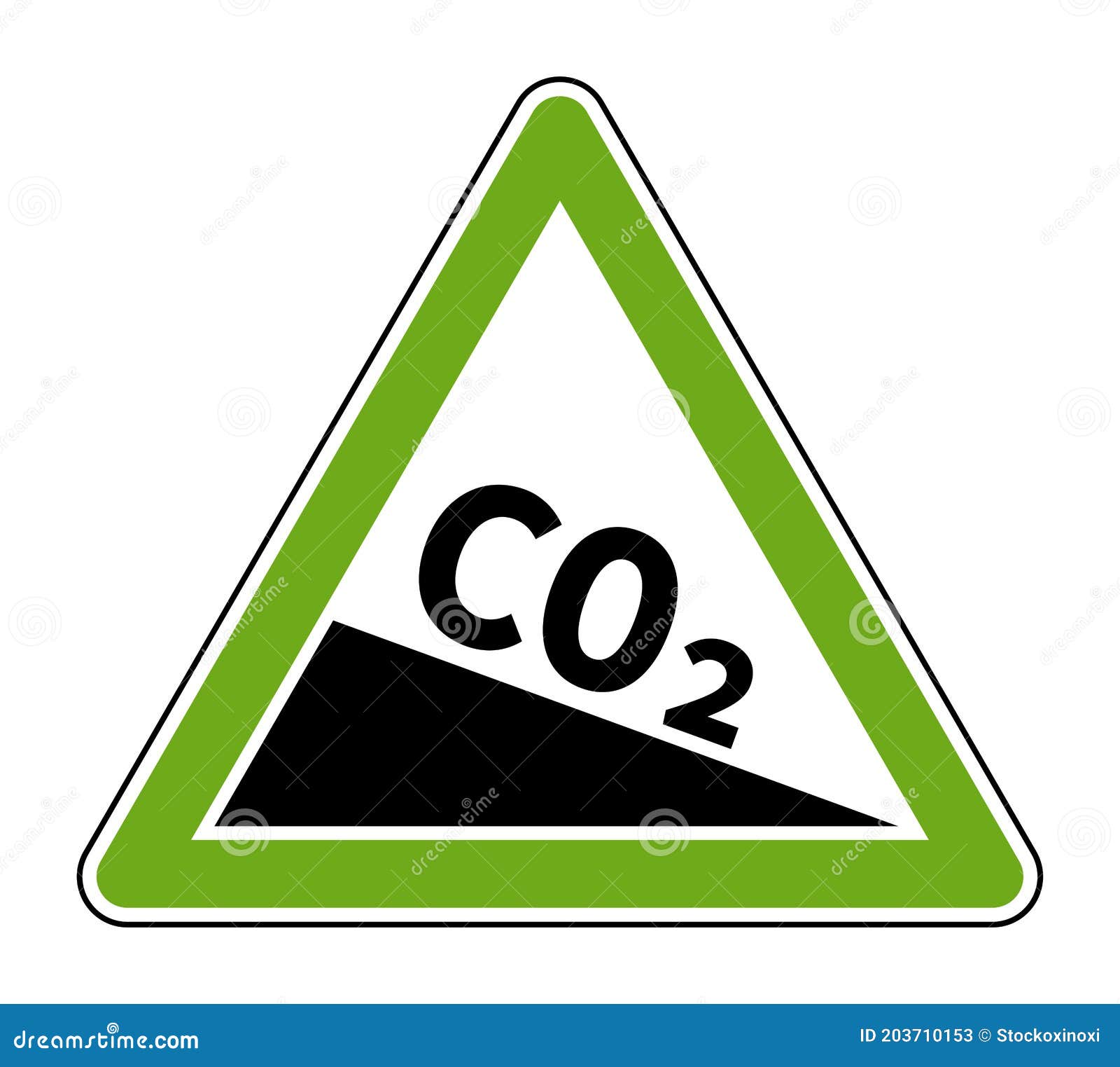 CO2 Emission Reduction Sign Green Triangular Shape Stock Vector ...