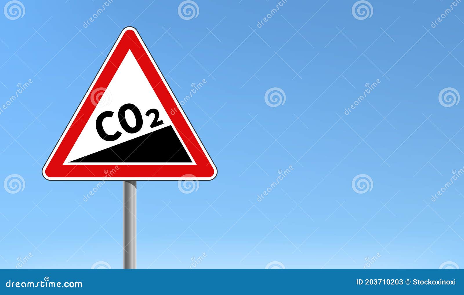 CO2 Emission Rise Sign Red Triangular Shape Blue Sky Stock Vector ...