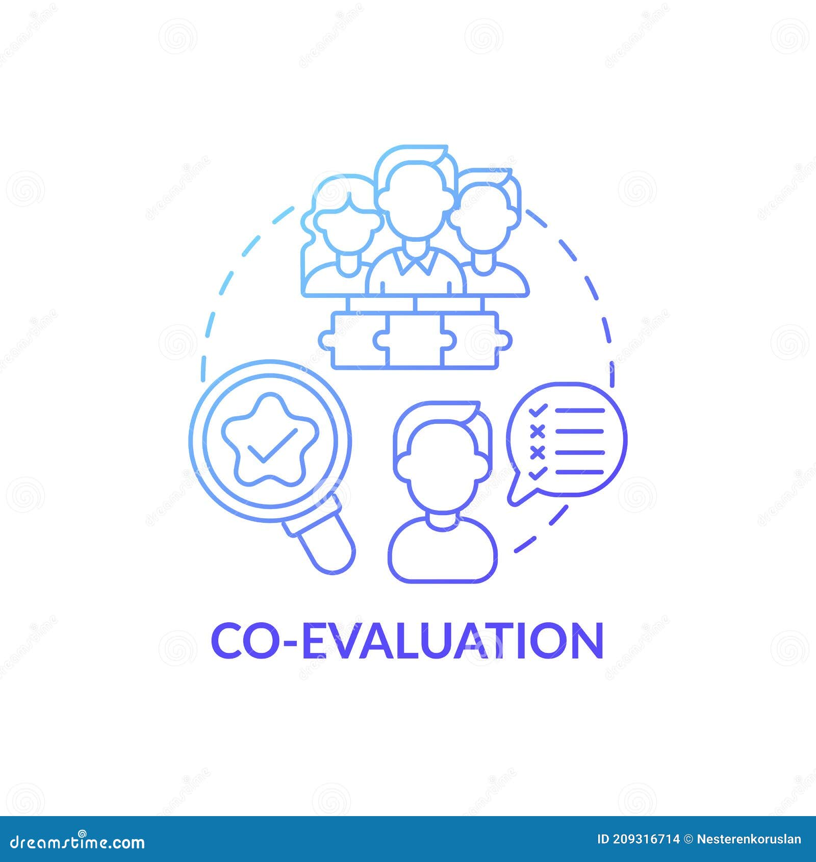 Co-evaluation concept icon stock vector. Illustration of teamworking ...