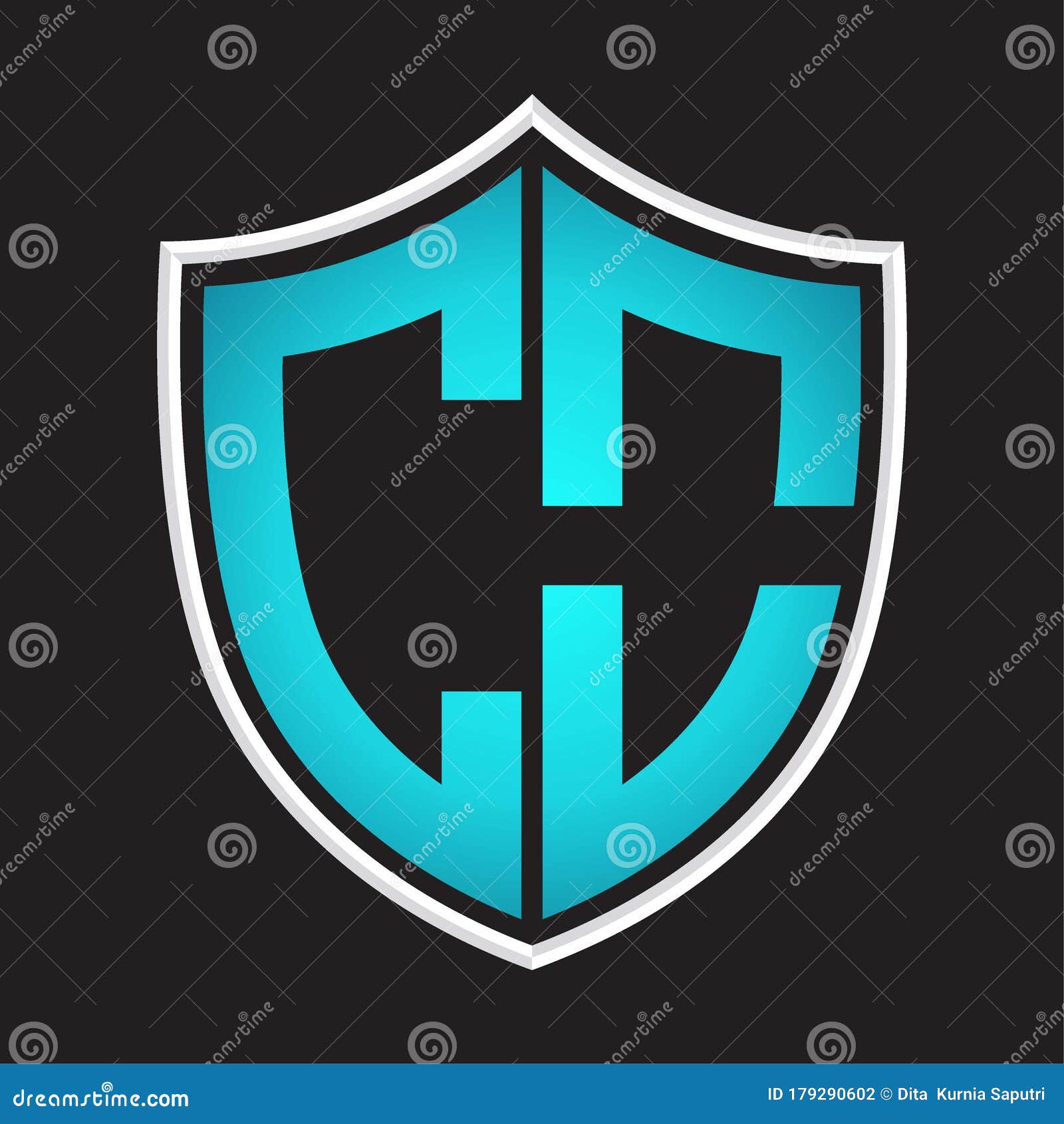 CO Logo Monogram with Shield Shape Isolated Blue Colors on Outline ...