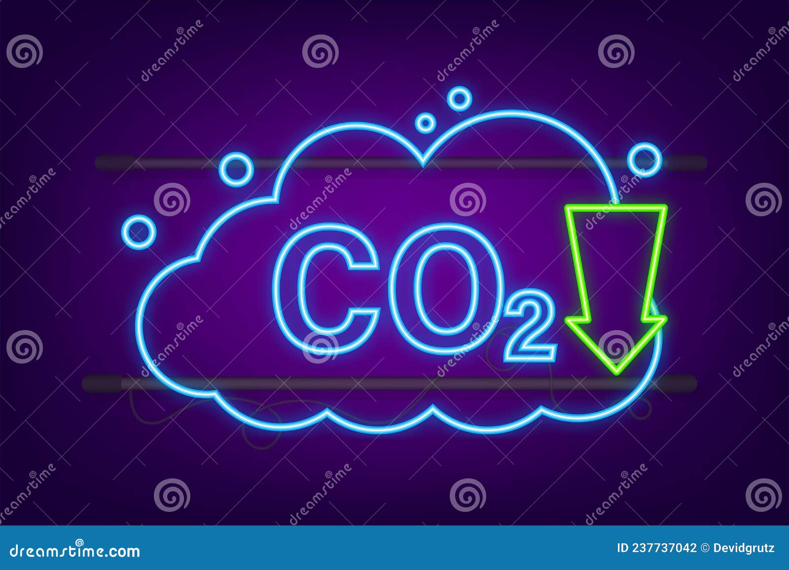 CO2 Neon Logo in Flat Style Isolated on Empty Background. Flat Icon on White Backdrop. Vector ...
