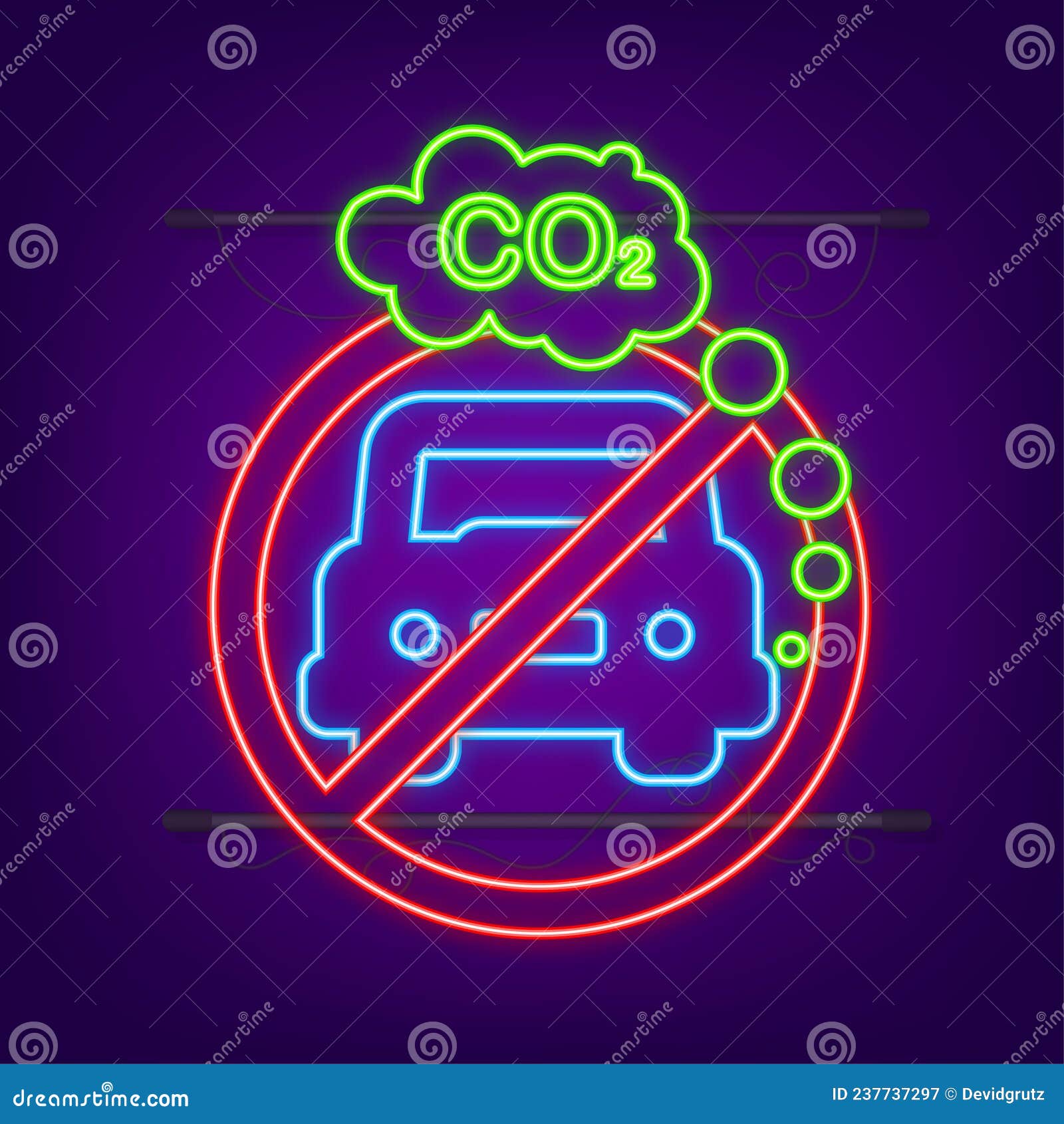 CO2 Neon Logo in Flat Style Isolated on Empty Background. Flat Icon on White Backdrop. Vector ...