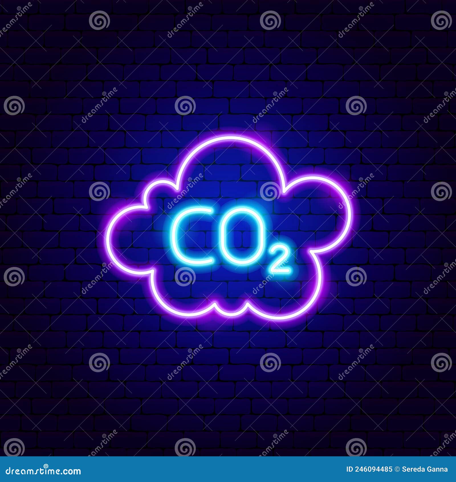 CO 2 Neon Sign stock vector. Illustration of ecology - 246094485
