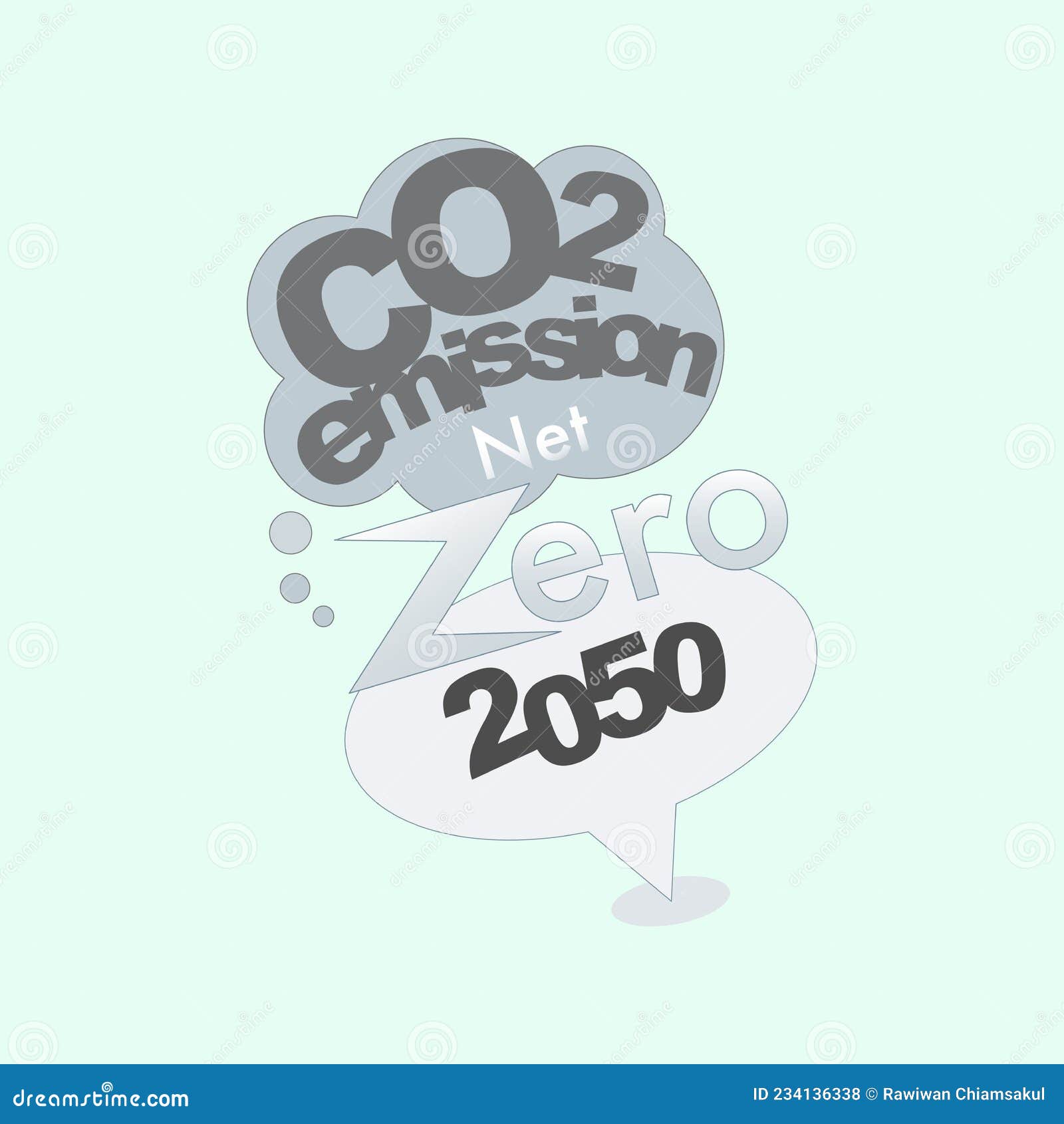 2050 Net Zero CO2 Cartoon Vector | CartoonDealer.com #200756445
