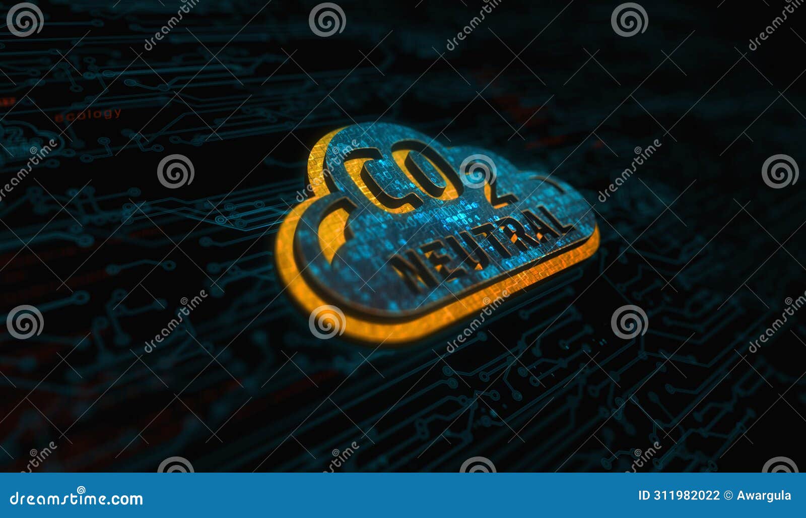 CO2 Neutral Zero Emission Decarbonize Symbol Digital Concept 3d ...