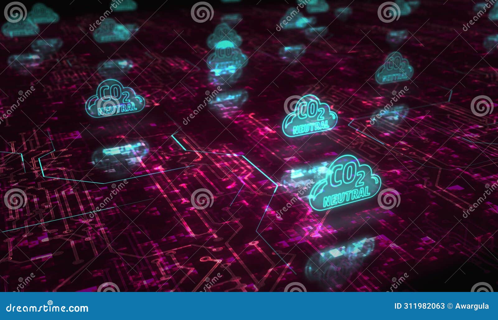 CO2 Neutral Zero Emission Decarbonize Symbol Digital Concept 3d ...