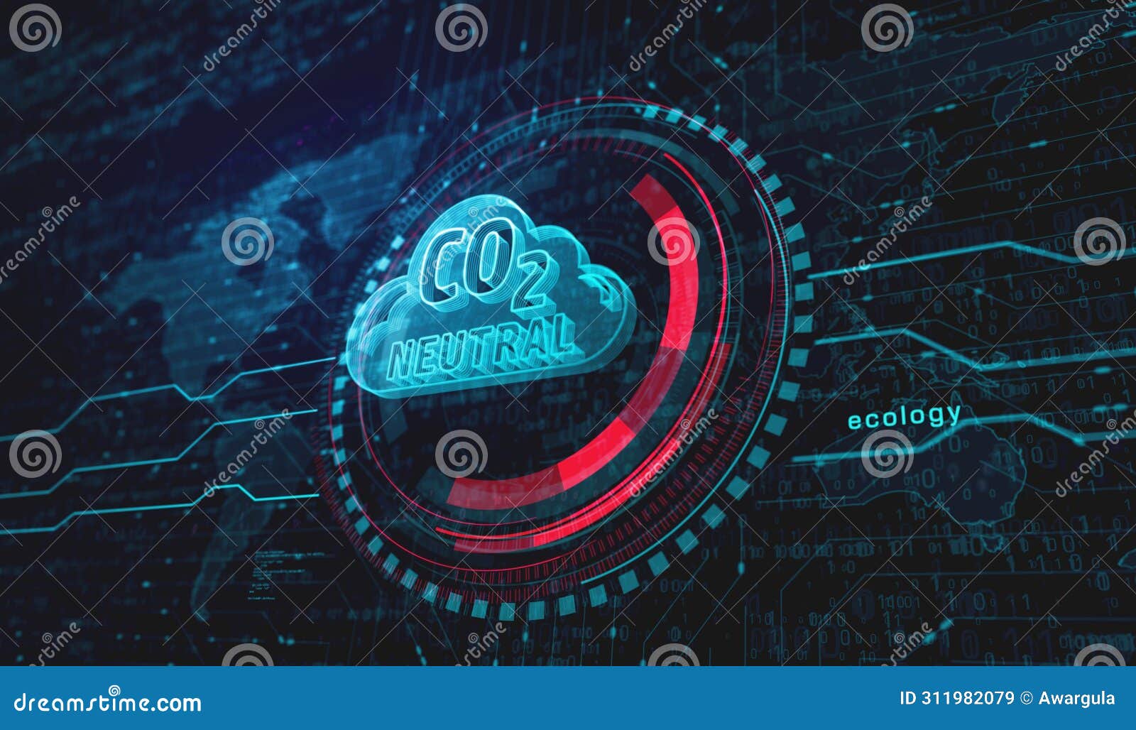 CO2 Neutral Zero Emission Decarbonize Symbol Digital Concept 3d ...