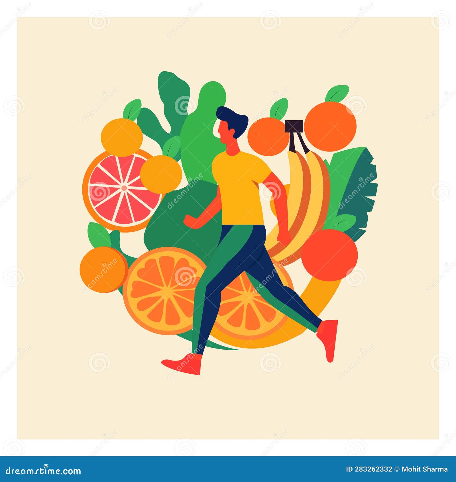 Vector Illustration Artwork Boy Doing Running Exercise. Stock ...
