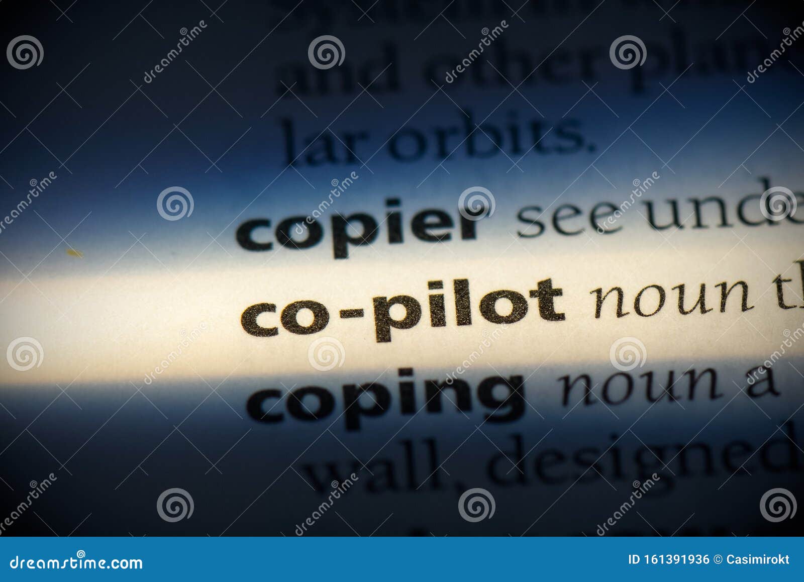 Co-pilot stock photo. Image of learn, language, definition - 161391936