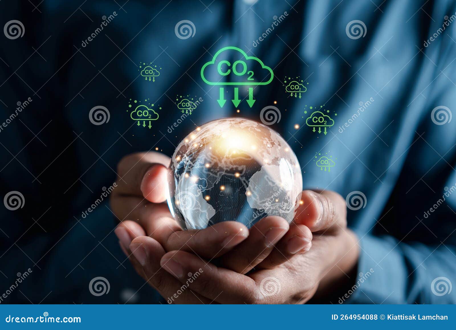 CO2 Reducing Icon on Global Earth Decrease CO2 or Carbon Dioxide ...