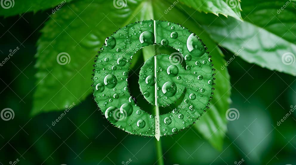 CO2 Reducing Icon on Green Leaf with Water Droplet for Decrease CO2. Generative Ai Stock ...