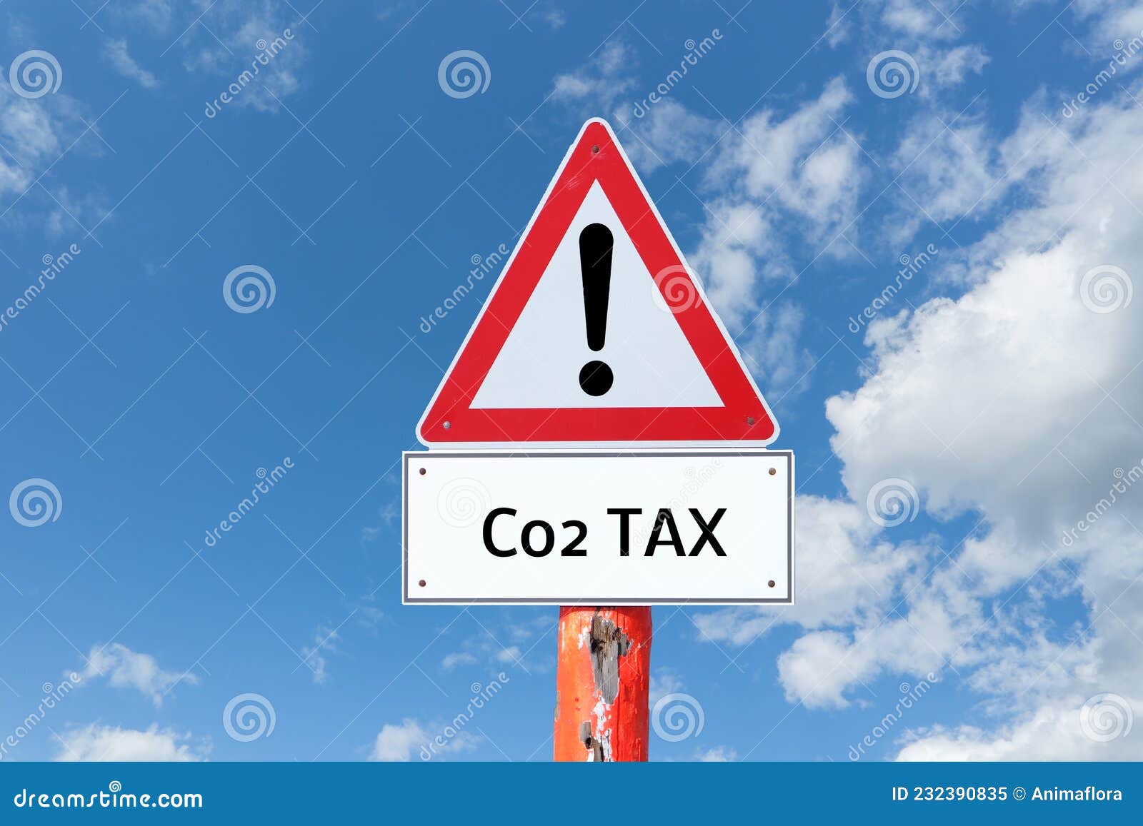 Co2 Tax Warning Sign on Blue Background Stock Image - Image of ...