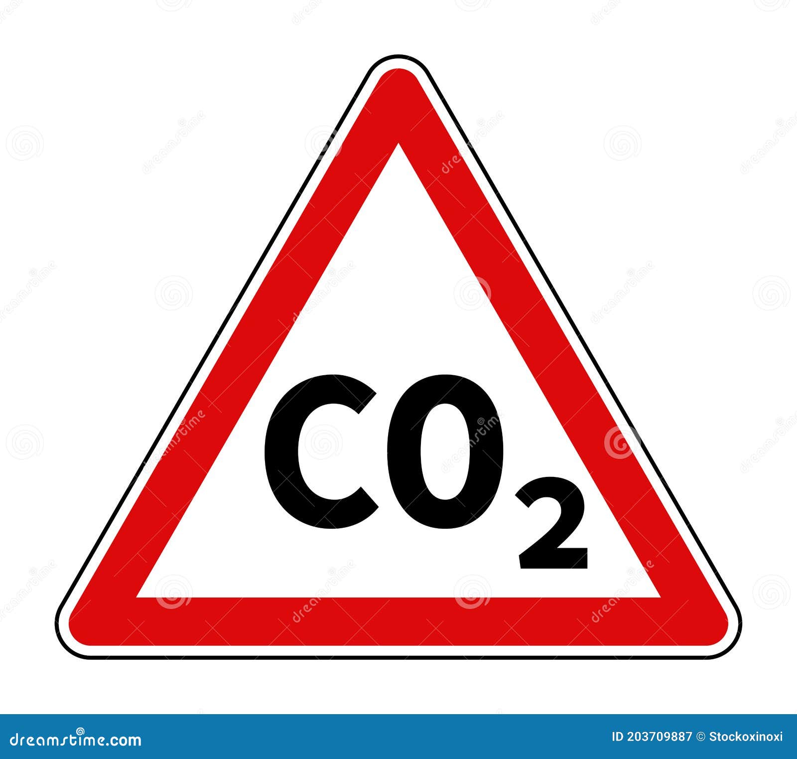 CO2 Warning Road Traffic Sign Red Frame Stock Vector - Illustration of ...