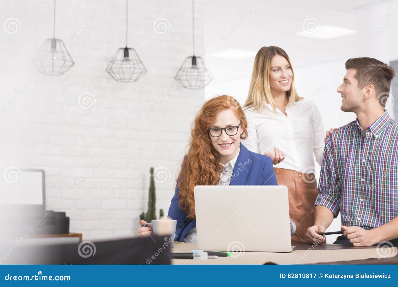 Co-worker using computer stock image. Image of laptop - 82810817