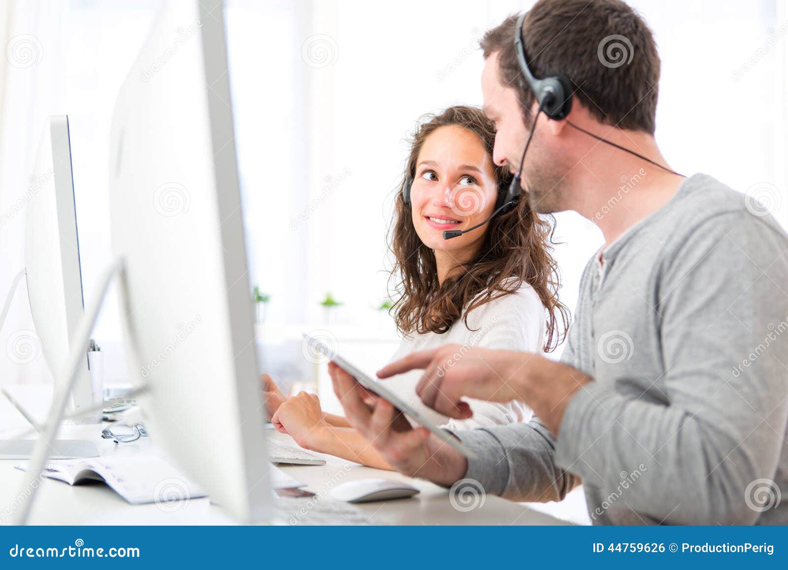 Co-workers on a Call Center Having Fun Stock Photo - Image of line ...