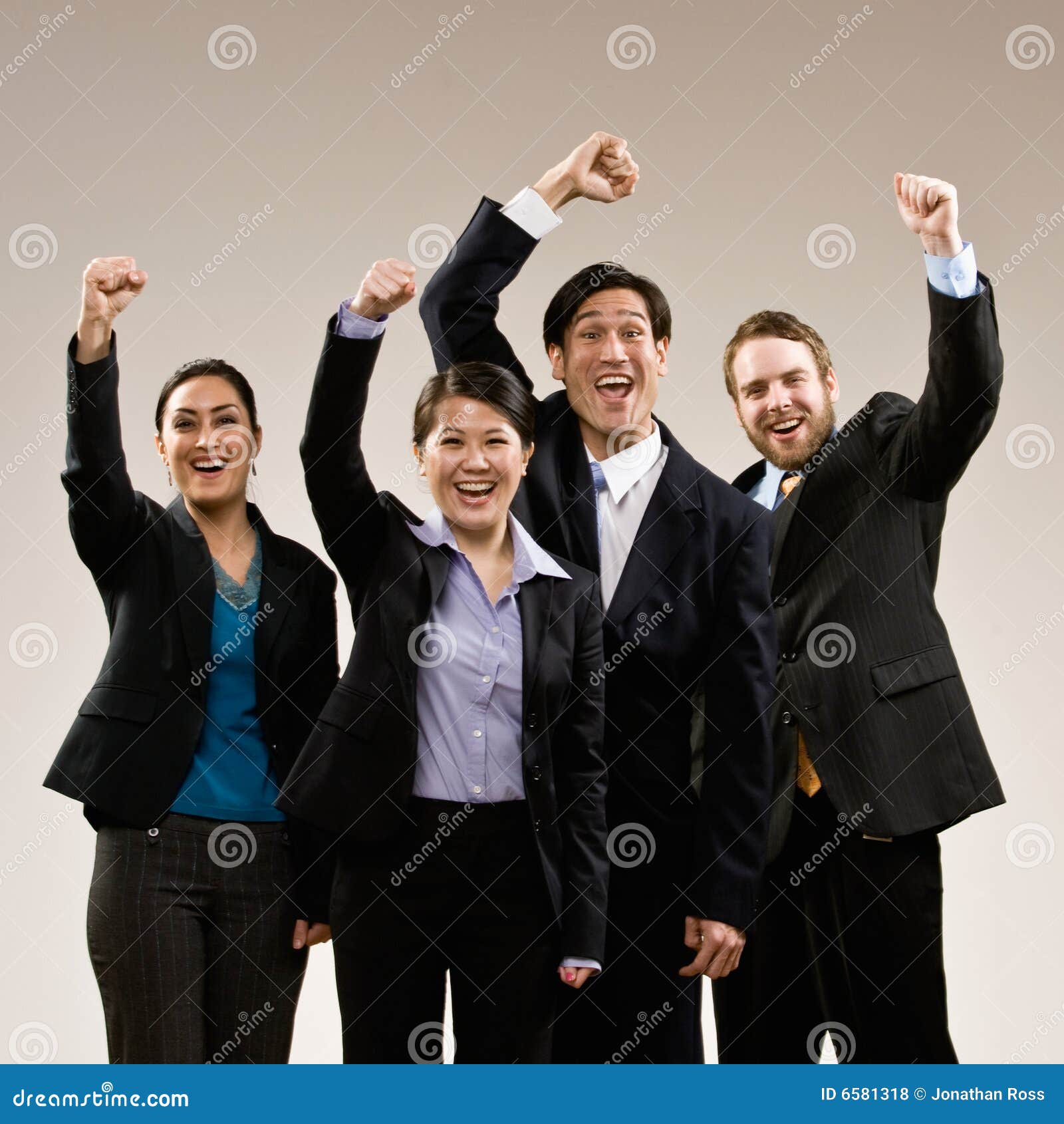 Co-workers Cheering and Celebrating Stock Photo - Image of adult ...