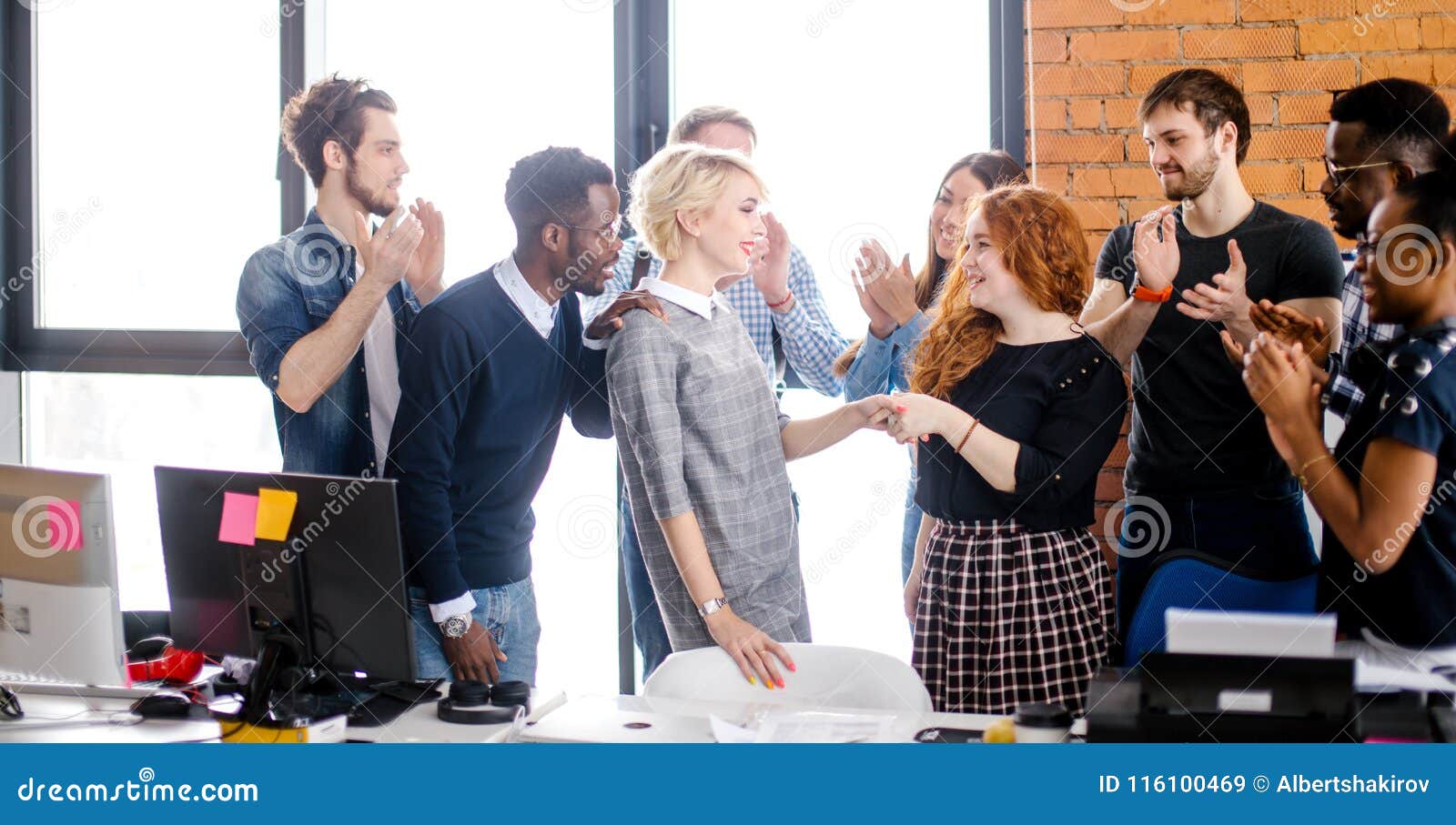 Co-workers are Congratulating New Employee Who Has Done Work Experience ...