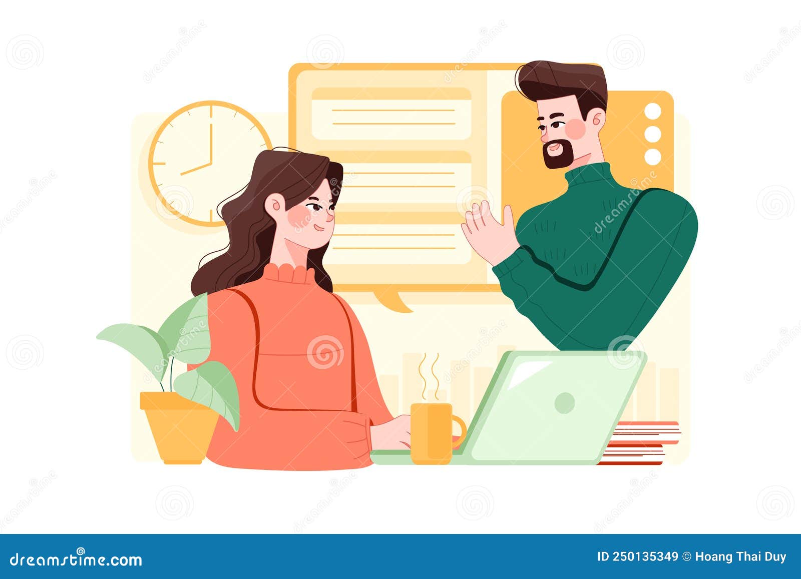 Co-workers Discussing Problems in Work Chat Stock Vector - Illustration ...