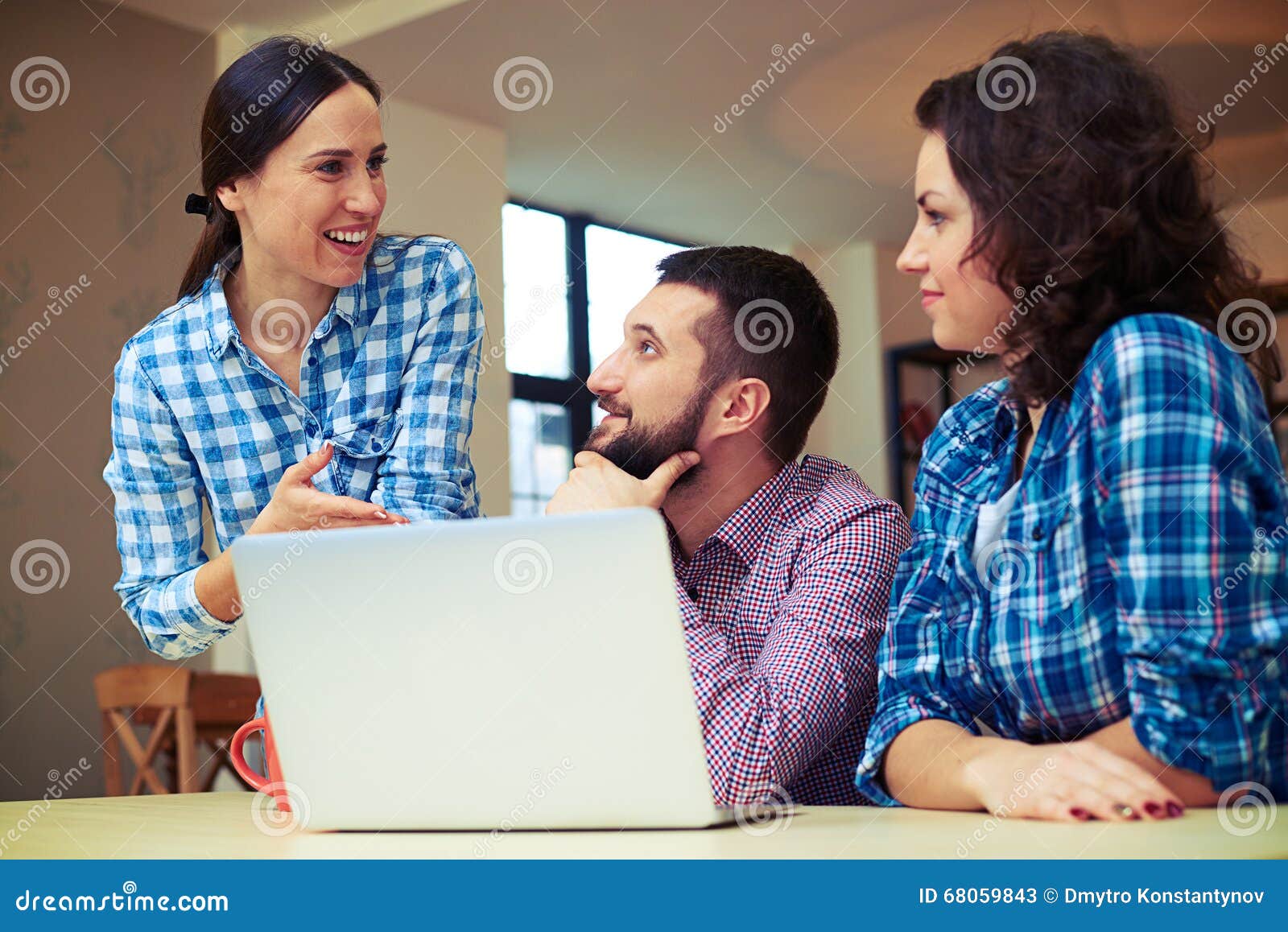 Co-workers Discussing Something on Working Place Stock Image - Image of ...